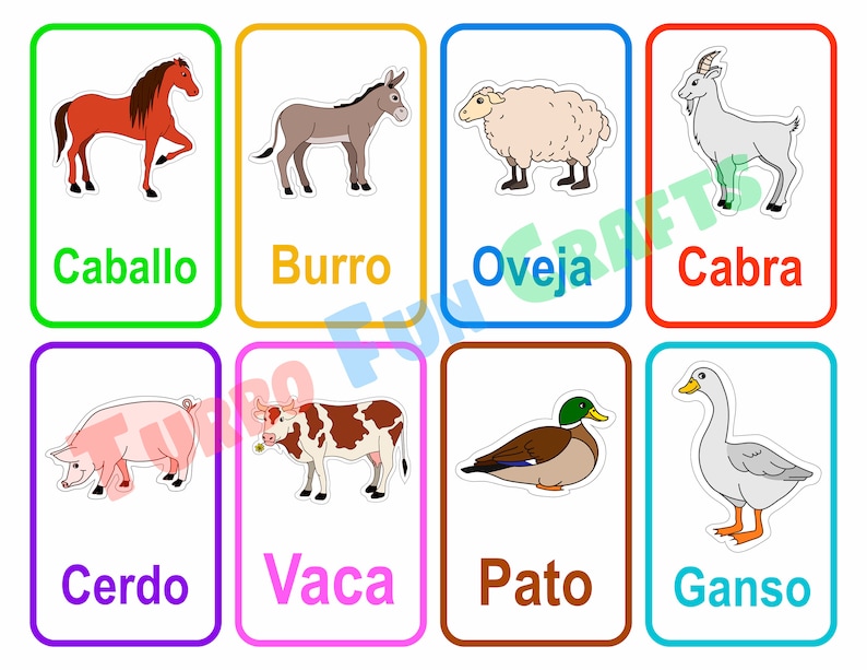 Spanish & English Animal Flashcards | Printable Bilingual Animals Flash ...
