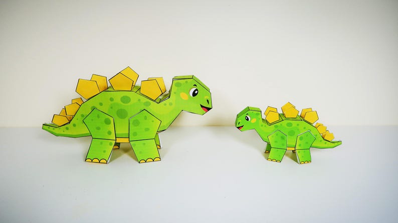 3D Dinosaur Paper Model Crafts - Cut and Glue Kids Craft Template ...