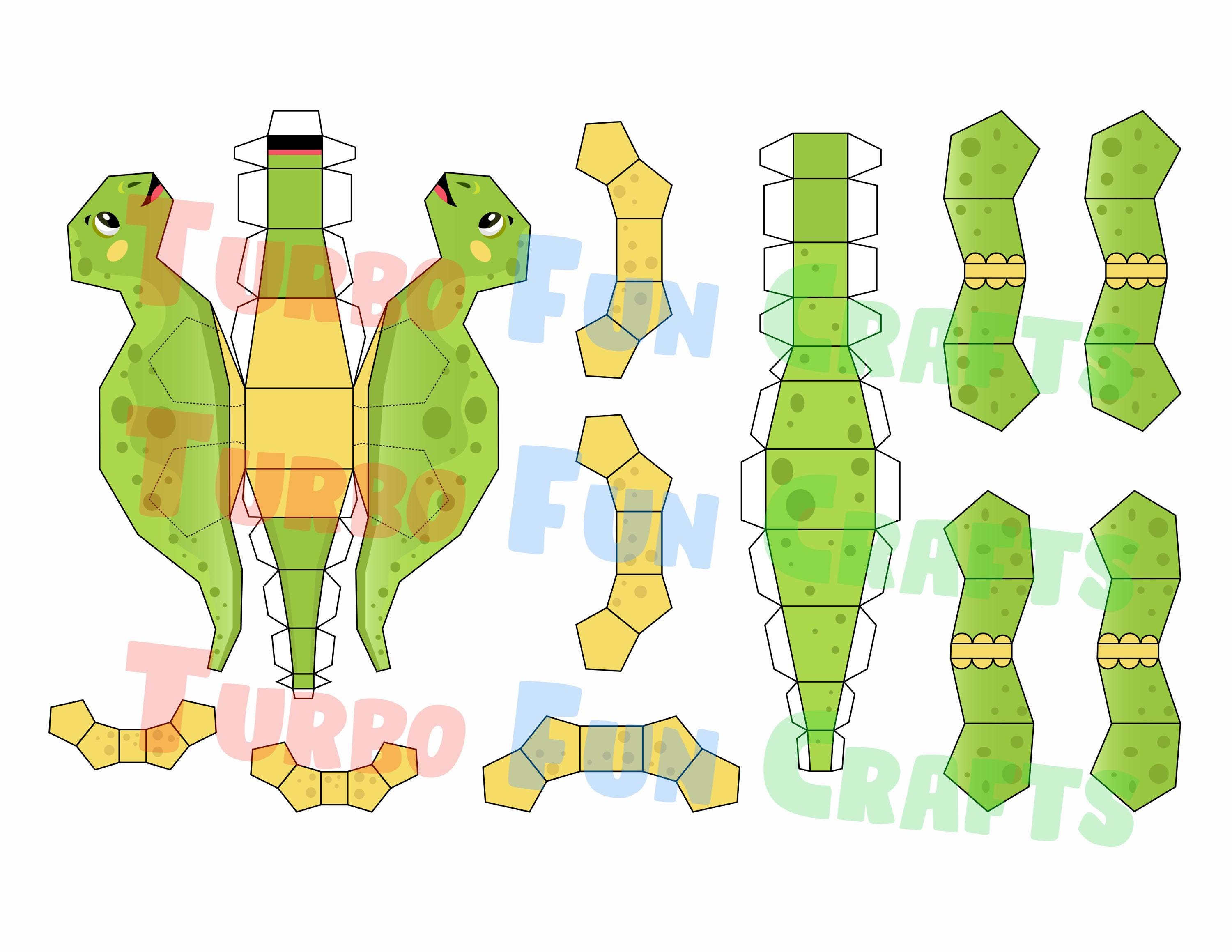 3D Dinosaur Paper Model Crafts - Cut and Glue Kids Craft Template ...