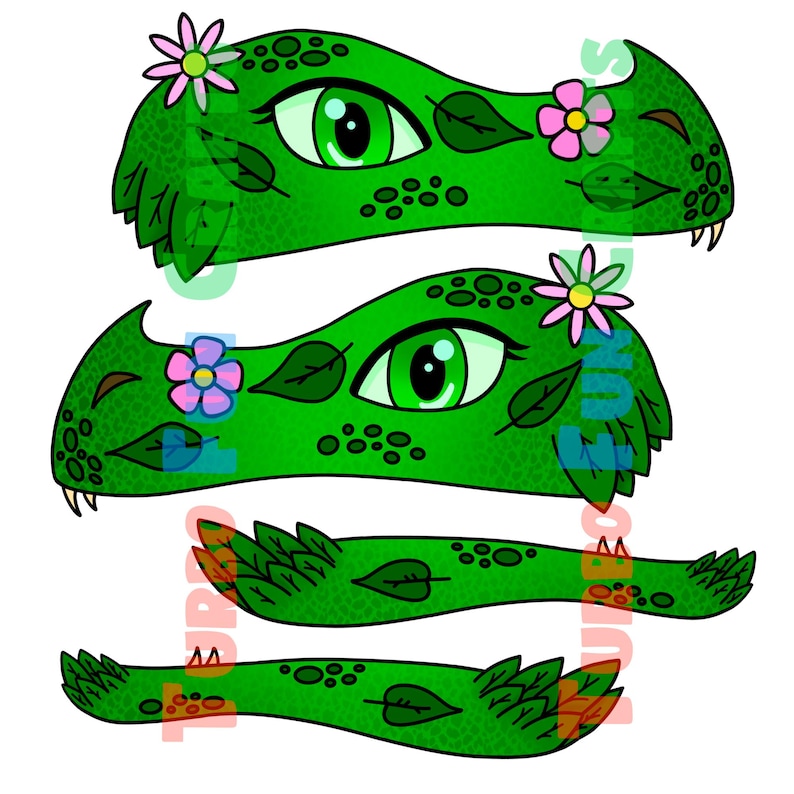 Emerald Leaf Dragon Paper Puppet Template - Printable Fantasy Dragon ...