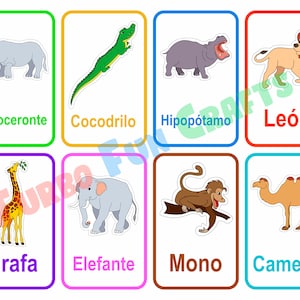 Spanish & English Animal Flashcards Printable Bilingual Animals Flash ...