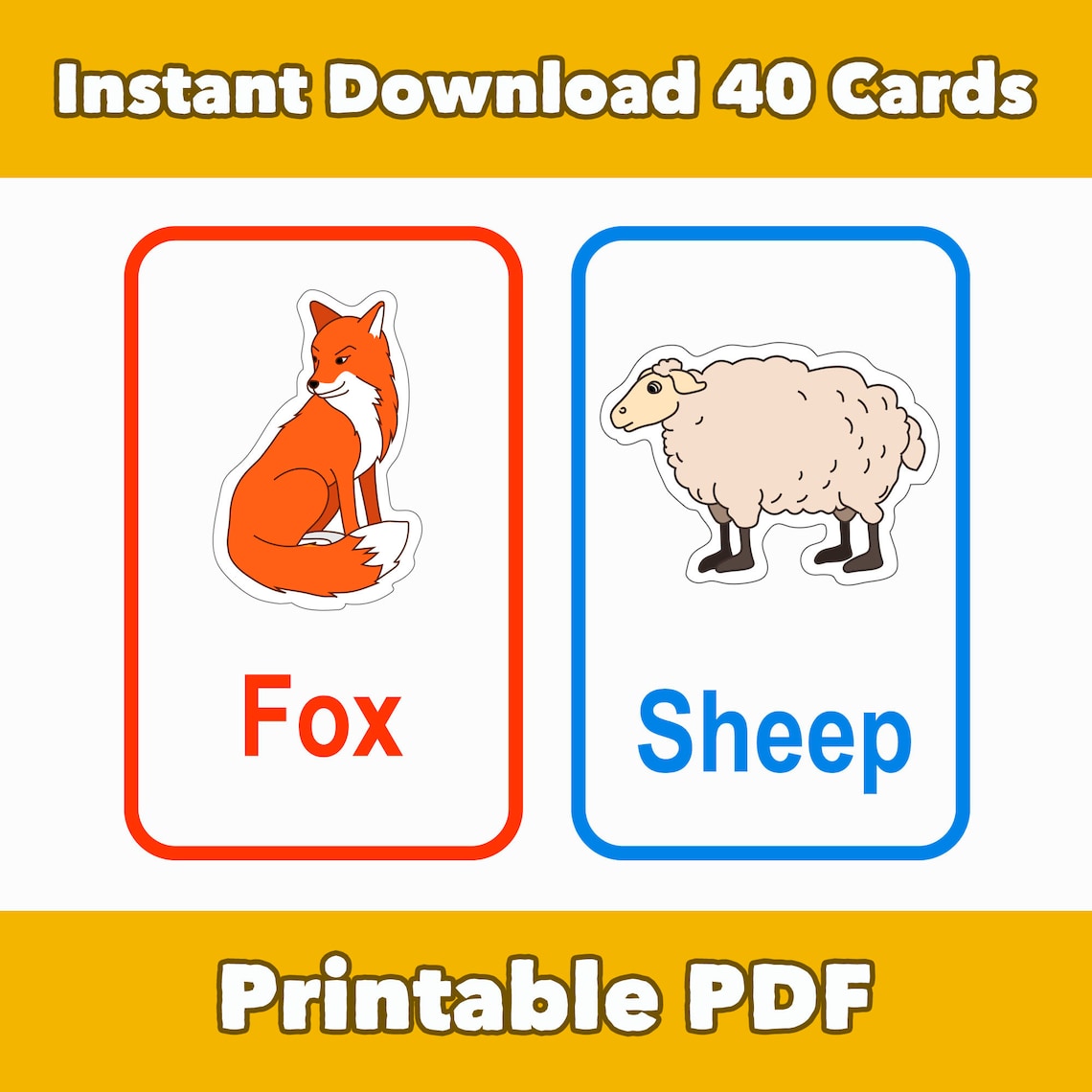 Animal Flashcards Flashcards Learn Animals Preschool Memory Game Animal ...