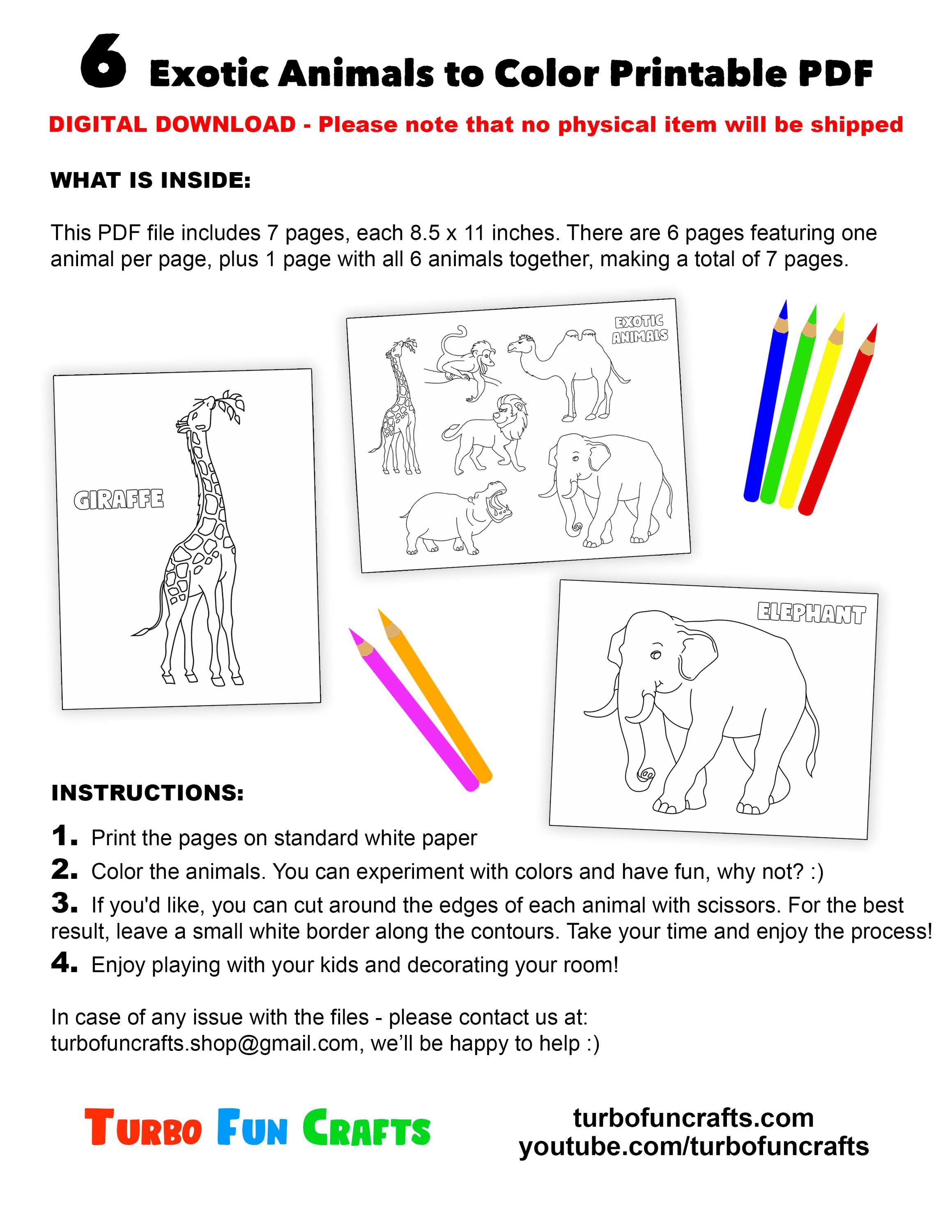 Exotic Animals Coloring Pages | Exotic Animal Coloring Book Pages ...