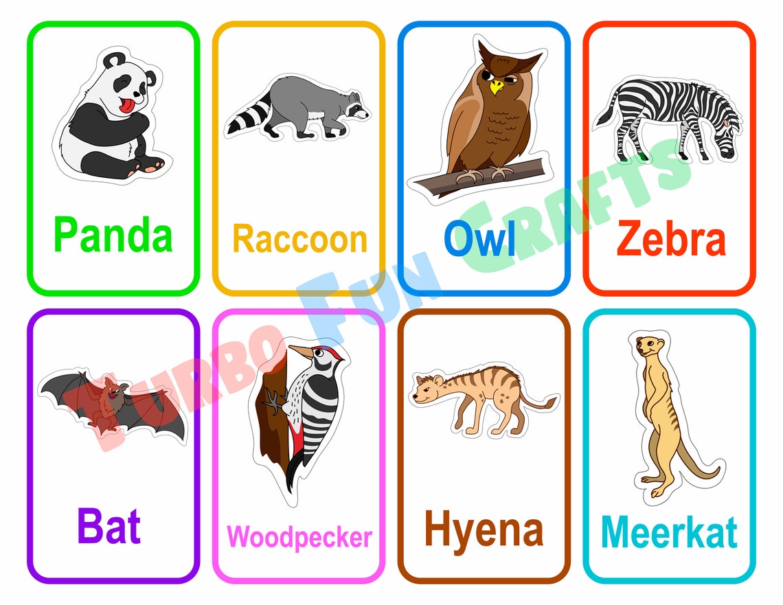 Animal Flashcards Flashcards Learn Animals Preschool Memory Game Animal ...