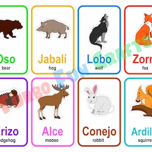 Spanish & English Animal Flashcards | Printable Bilingual Animals Flash ...