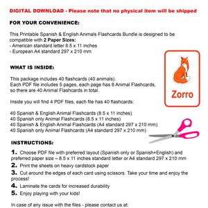 Spanish & English Animal Flashcards | Printable Bilingual Animals Flash ...