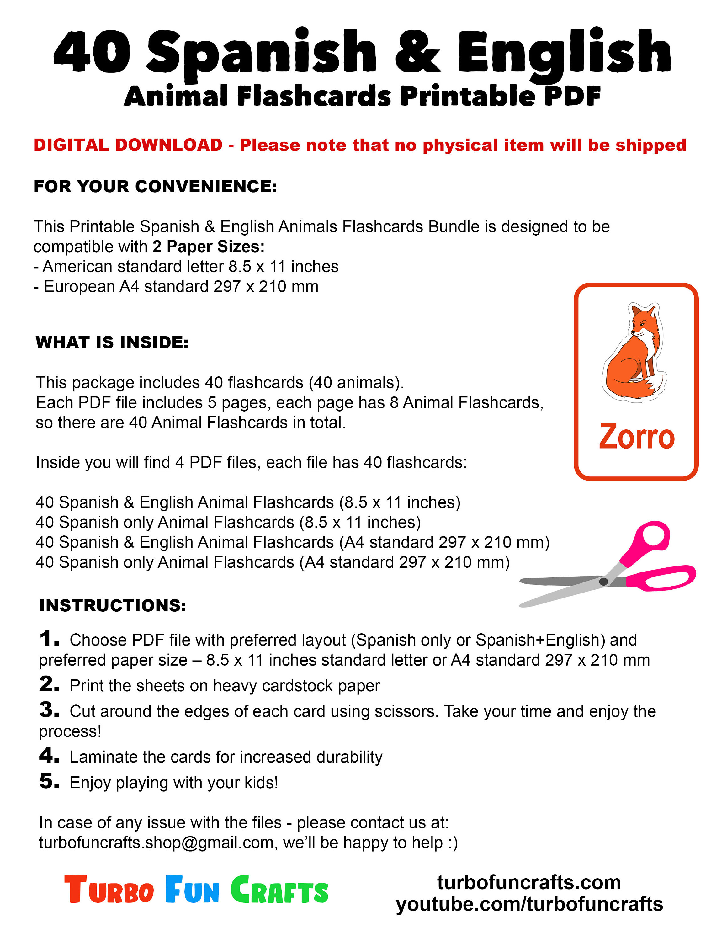 Spanish & English Animal Flashcards | Printable Bilingual Animals Flash ...