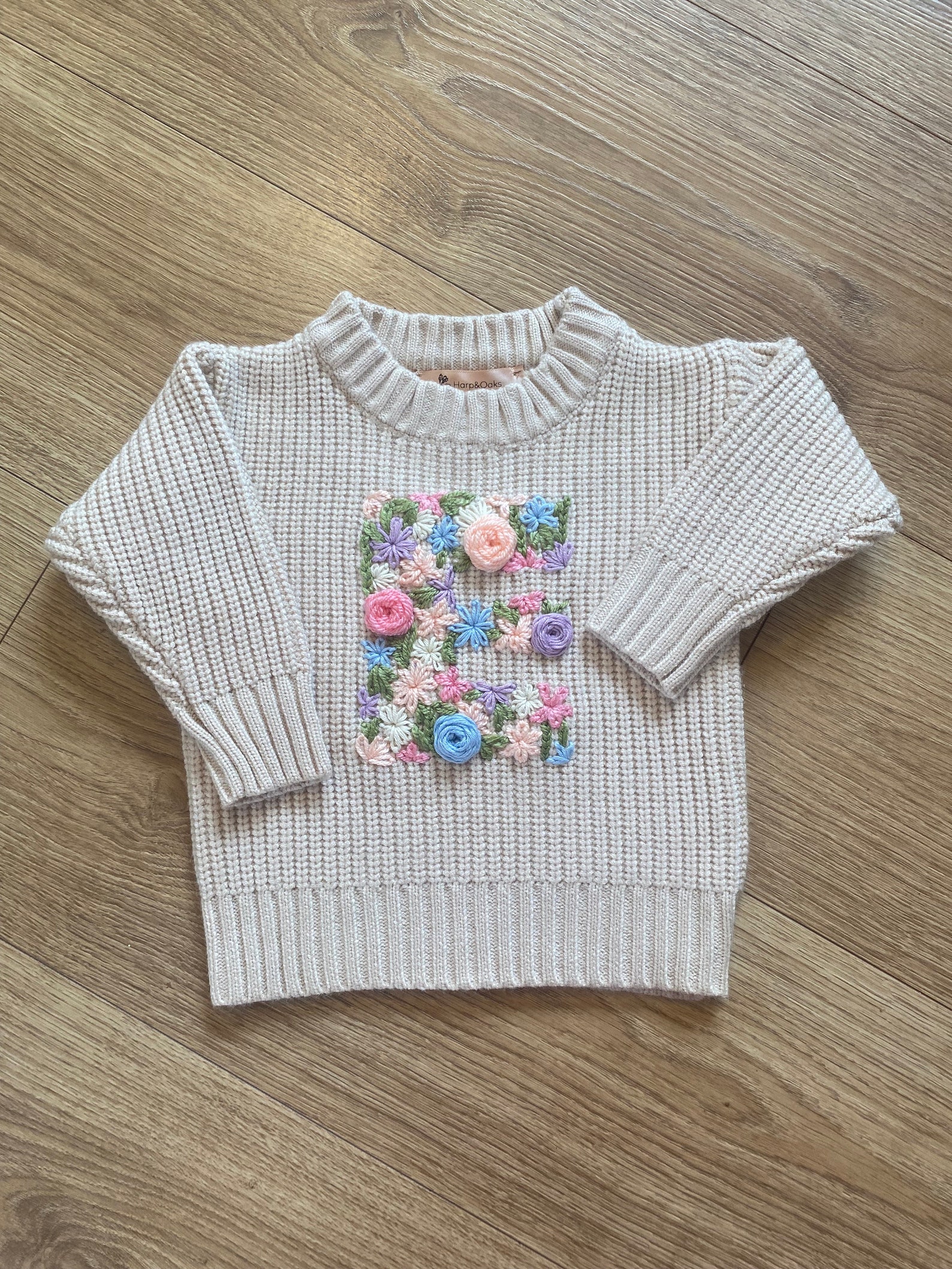 Hand Embroidered Full Floral Letter Design Jumper - Etsy