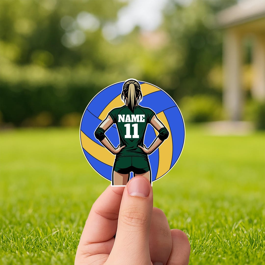 Personalized Volleyball Girl Sticker, Custom Name, Number and Uniform ...