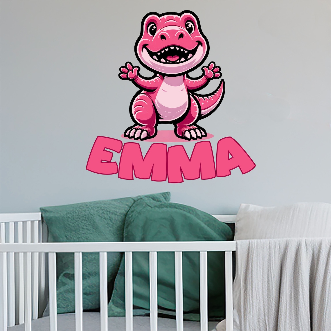 T Rex Dinosaur Cartoon Girl Name Dinosaurs Wall Decals, Personalized ...