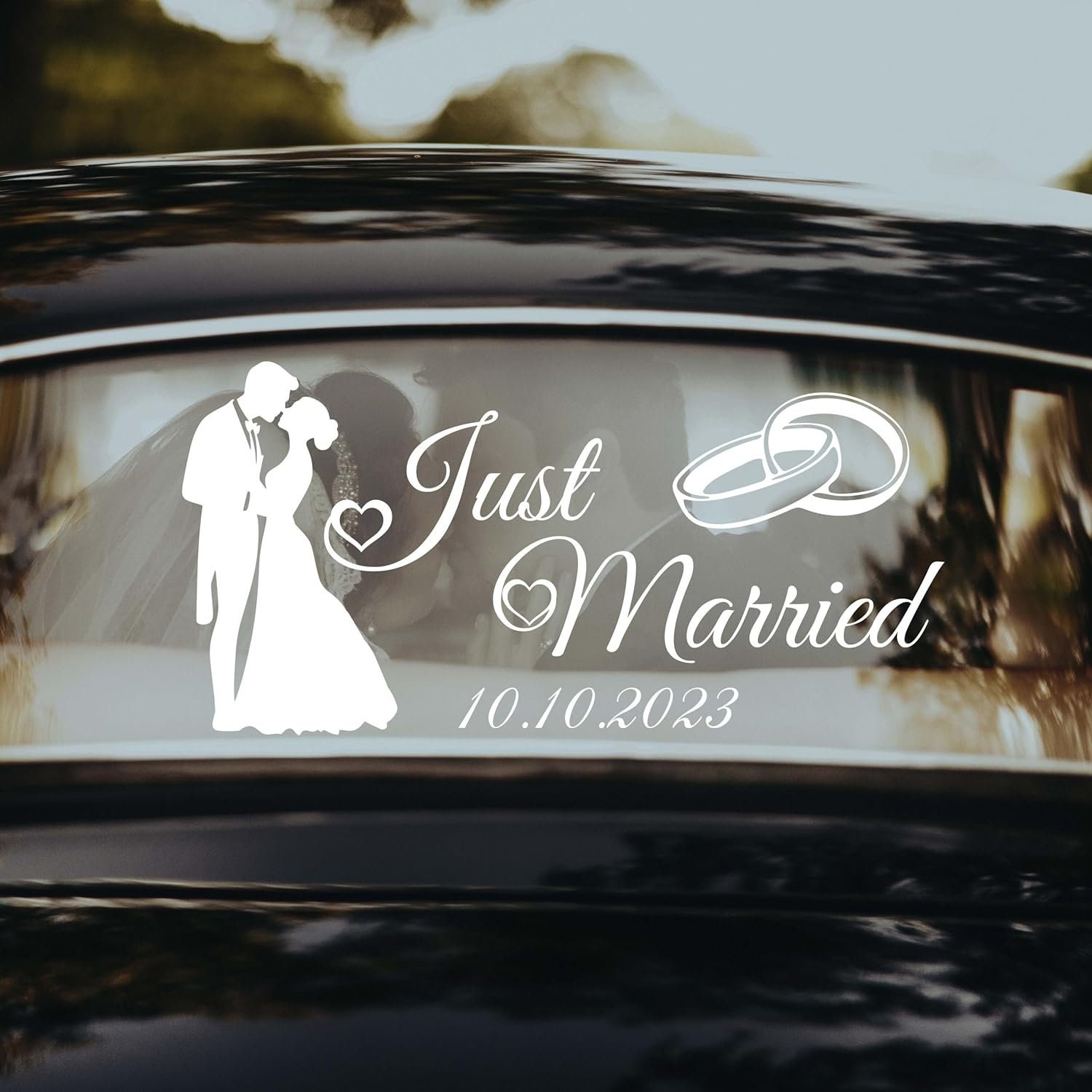Just Married Wedding Car Decal - Just Married Car Window Vinyl Sticker ...
