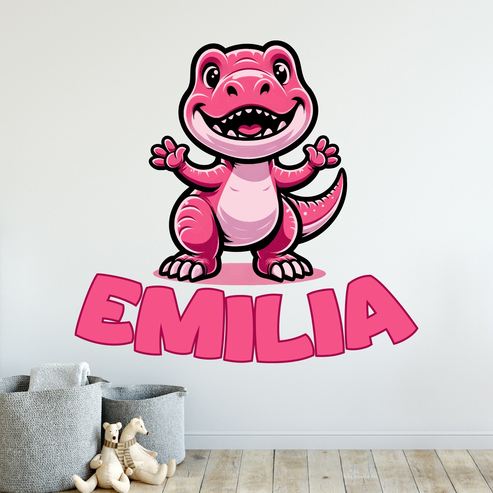 T Rex Dinosaur Cartoon Girl Name Dinosaurs Wall Decals, Personalized ...