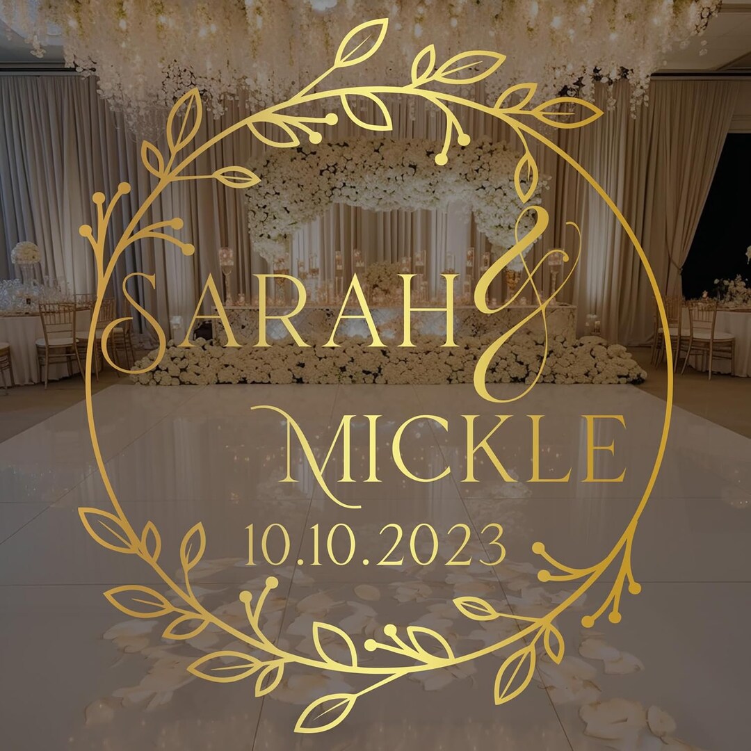 Modern Wedding Monogram Dance Floor Decal, Chic Vinyl Decal, Stylish ...