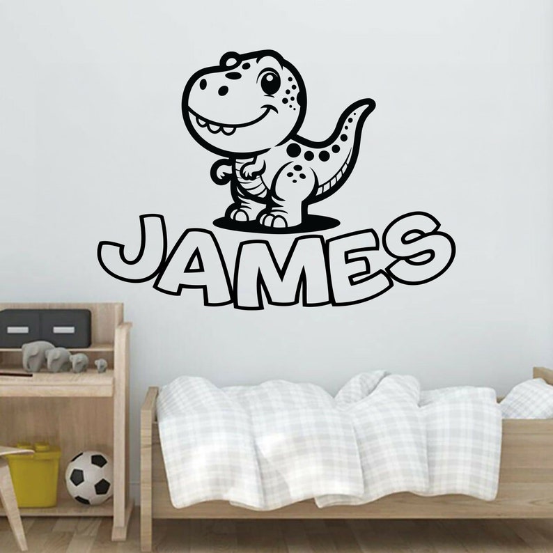 Baby T Rex Dinosaur Name Wall Decals, Personalized Name Dinosaur Wall ...