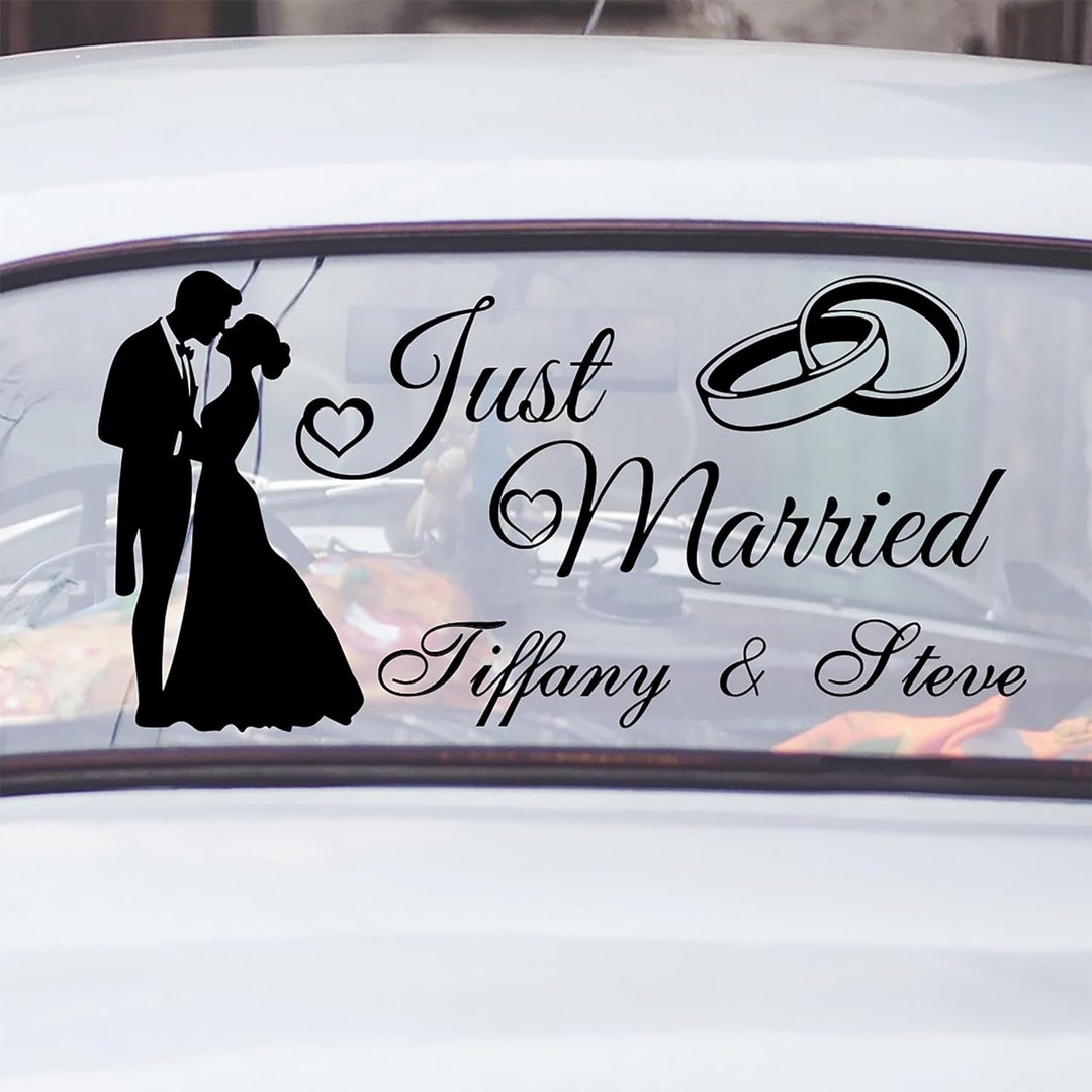 Just Married Wedding Car Decal - Just Married and Custom Name Car ...
