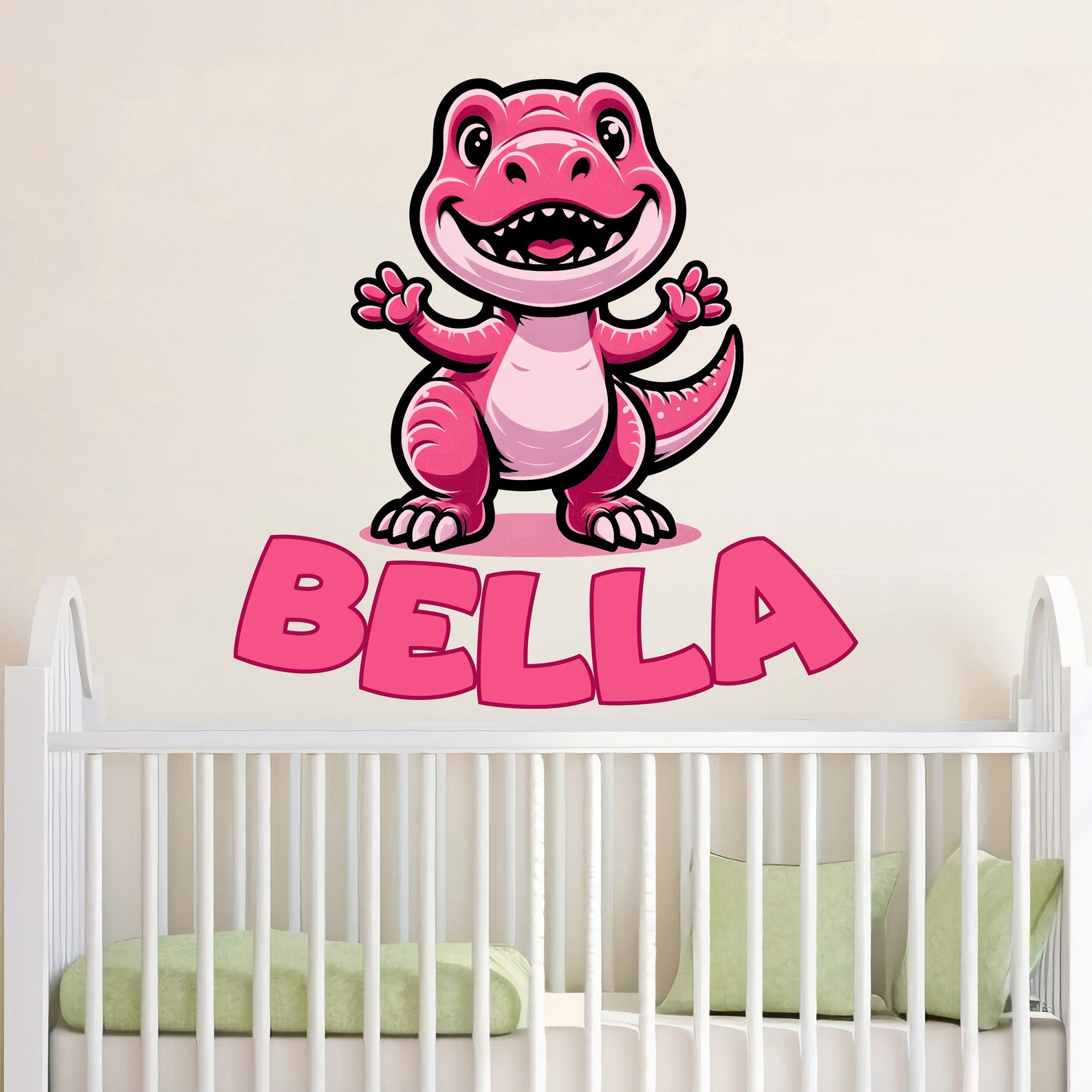 T Rex Dinosaur Cartoon Girl Name Dinosaurs Wall Decals, Personalized ...