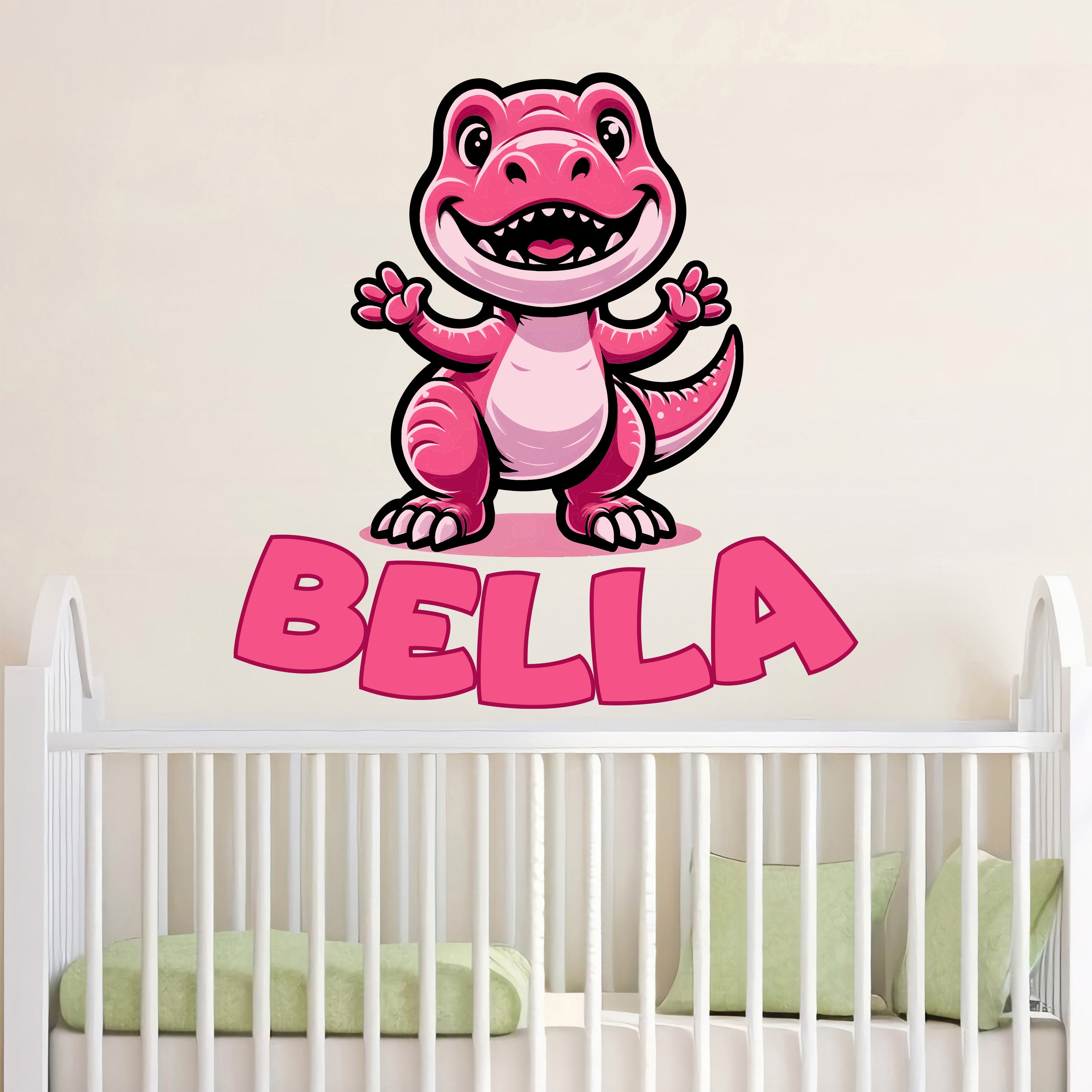 T Rex Dinosaur Cartoon Girl Name Dinosaurs Wall Decals, Personalized ...