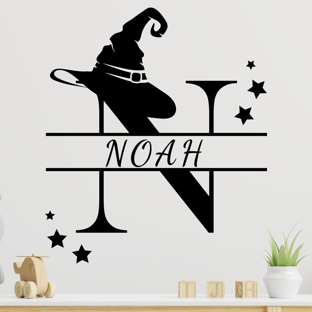 Personalized Wizard Decal - Magic Wizard Hat Monogram Wall Decal ...