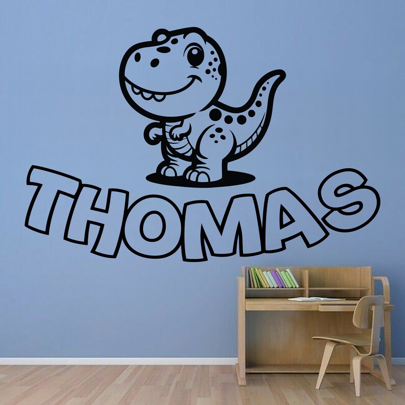 Baby T Rex Dinosaur Name Wall Decals, Personalized Name Dinosaur Wall ...