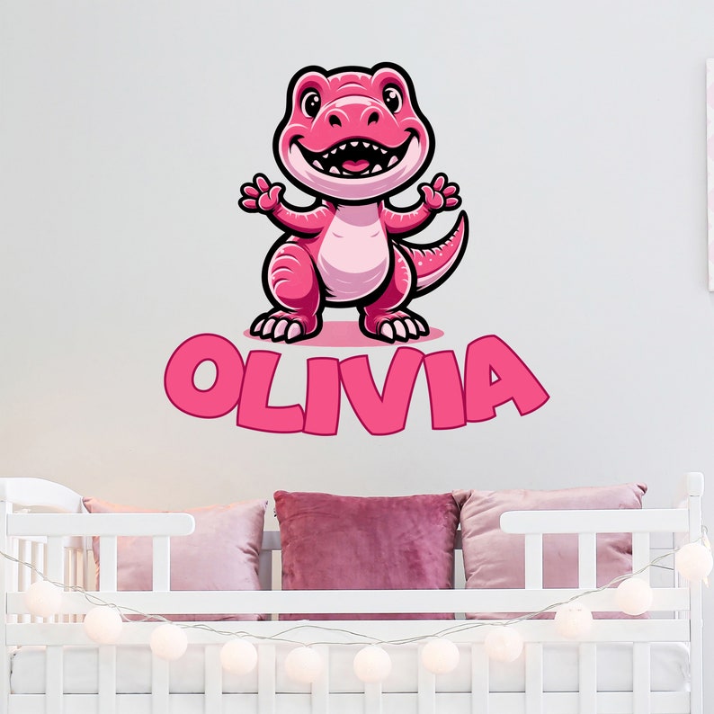 T Rex Dinosaur Cartoon Girl Name Dinosaurs Wall Decals, Personalized ...