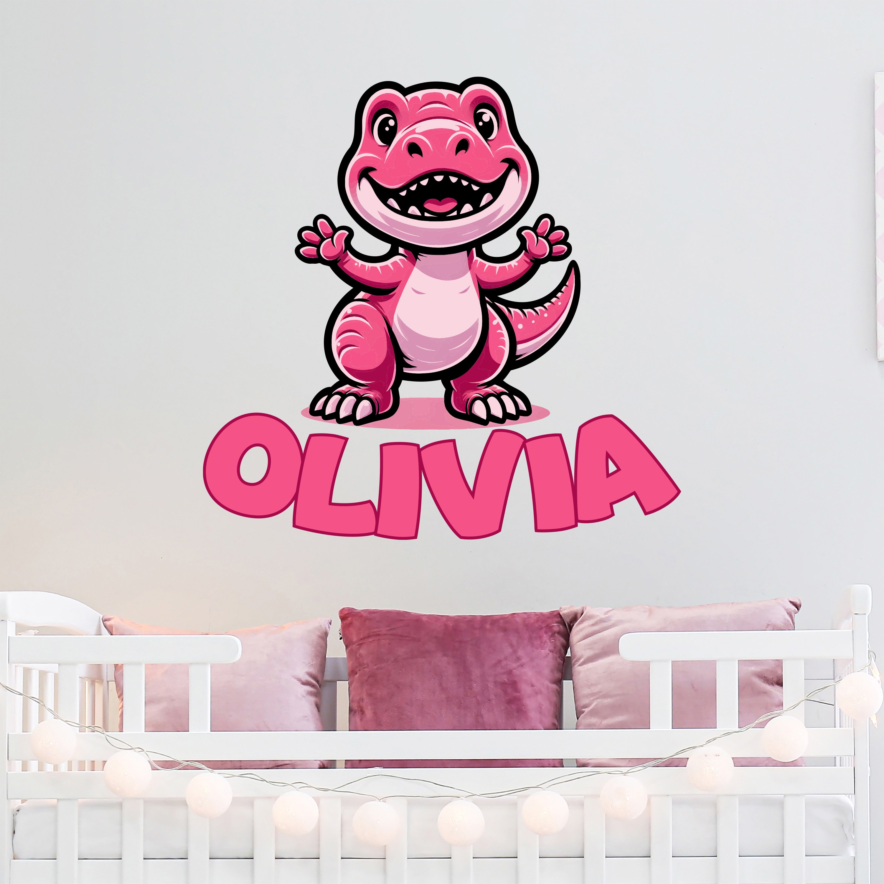 T Rex Dinosaur Cartoon Girl Name Dinosaurs Wall Decals, Personalized ...