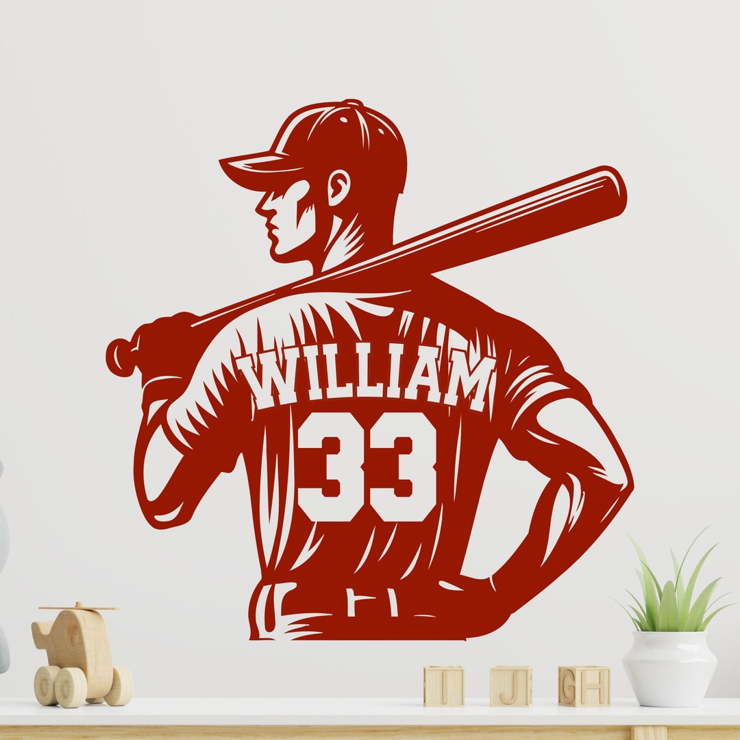 Baseball Player Boy Room Decor, Custom Baseball Vinyl Wall Decal ...