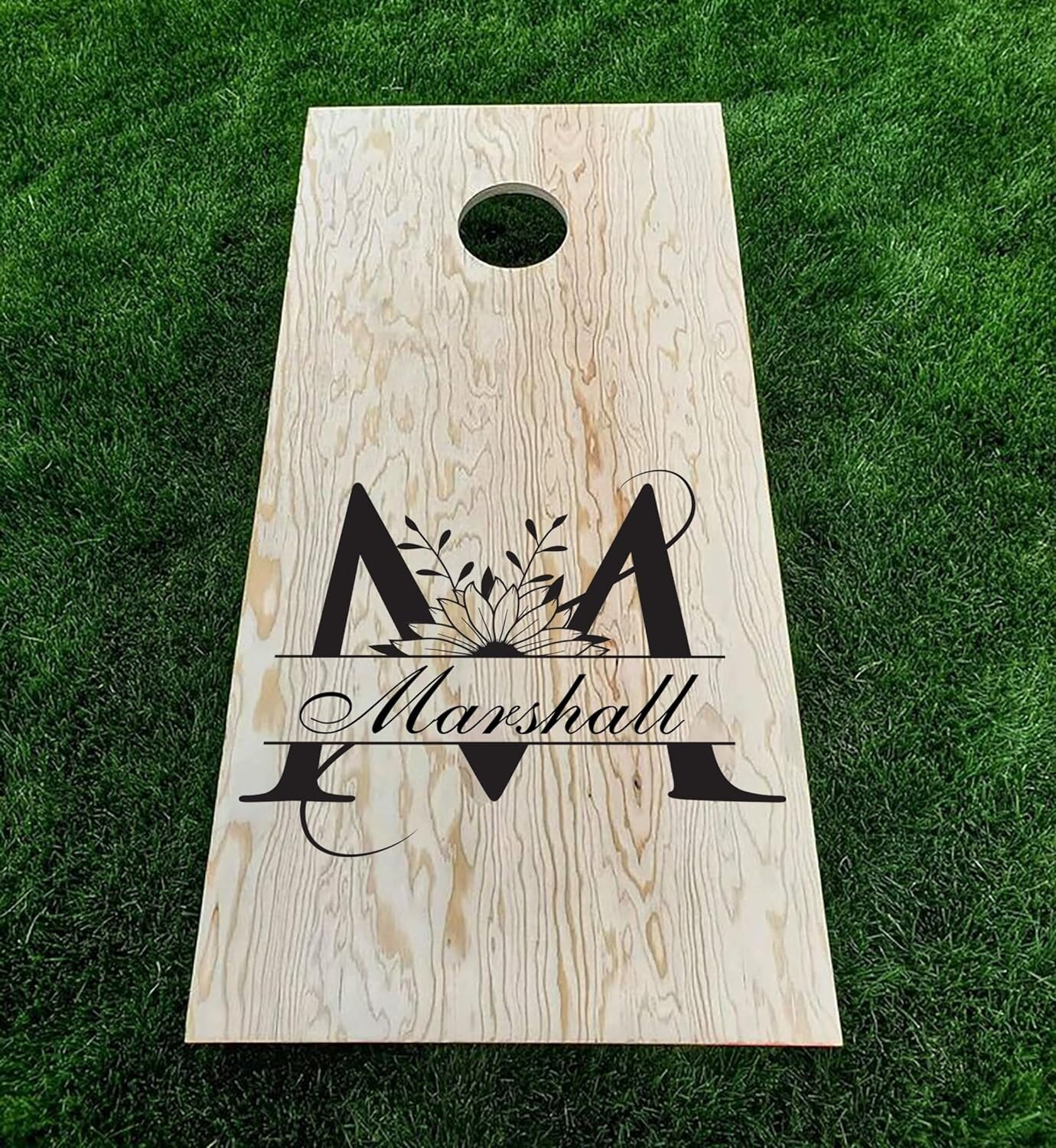 Cornhole Decal Set of 2, Sunflower Split Monogram Vinyl Decal ...