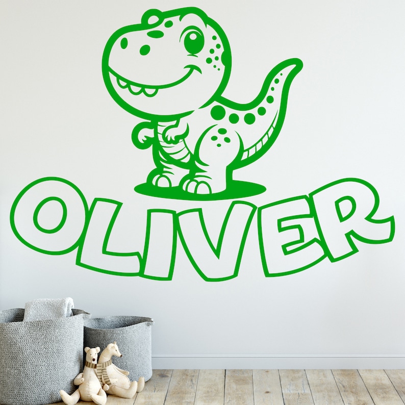 Baby T Rex Dinosaur Name Wall Decals, Personalized Name Dinosaur Wall ...