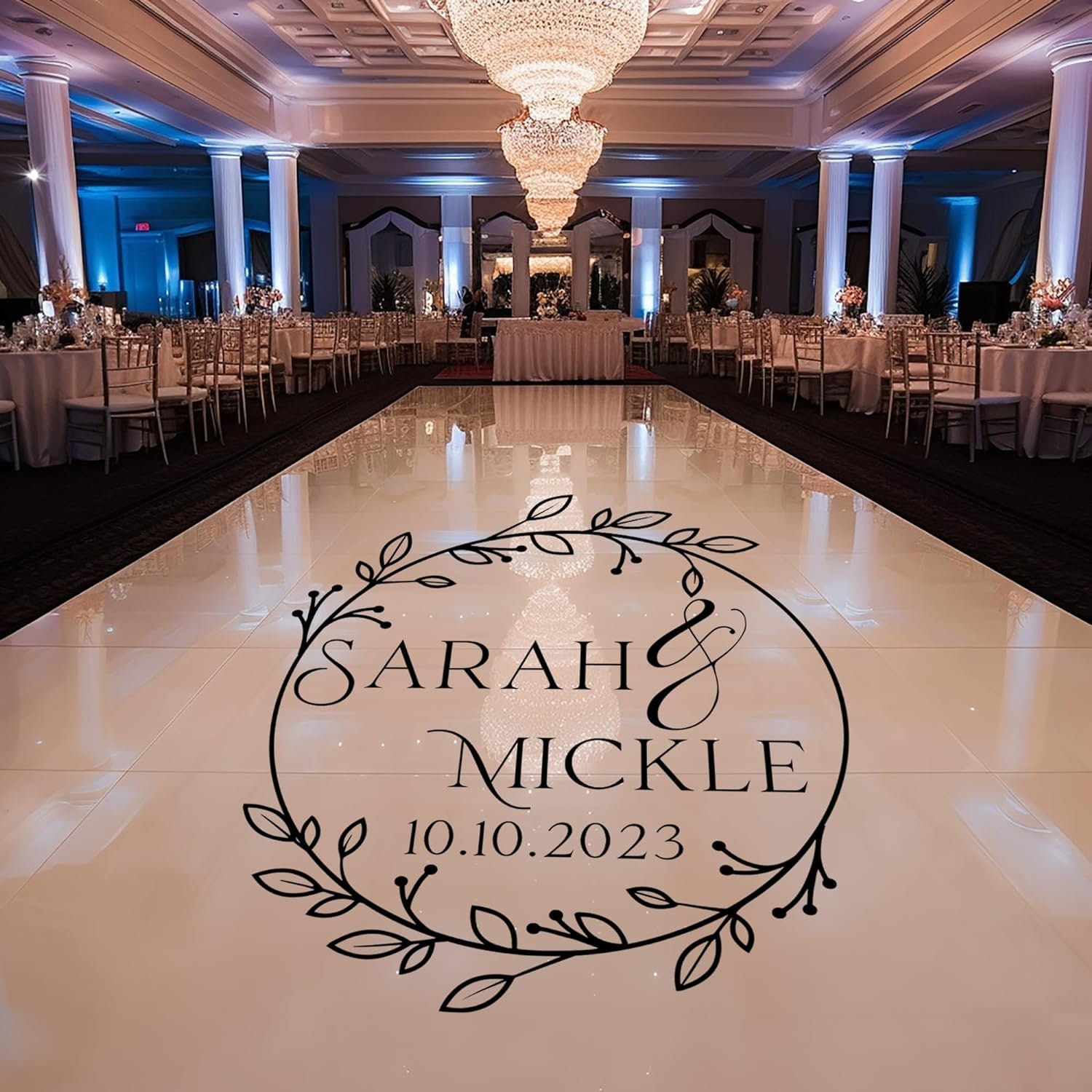 Modern Wedding Monogram Dance Floor Decal, Chic Vinyl Decal, Stylish ...