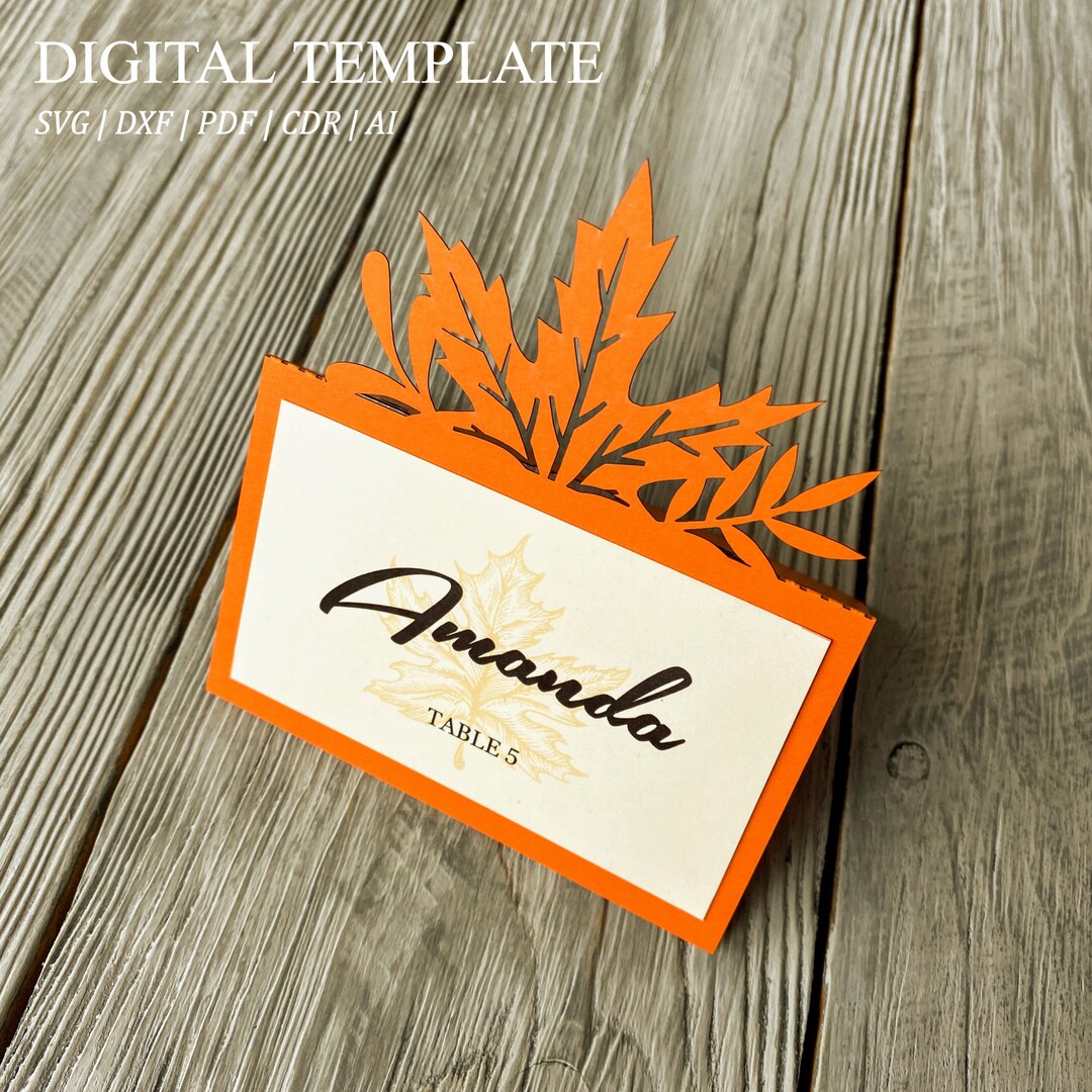 Autumn Place Card Cricut Template Svg, Maple Leaf Escort Cards, Fall ...