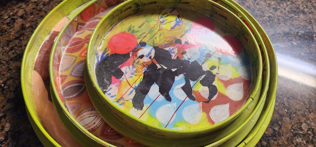 Decorative Stacking Tin Trays - Etsy