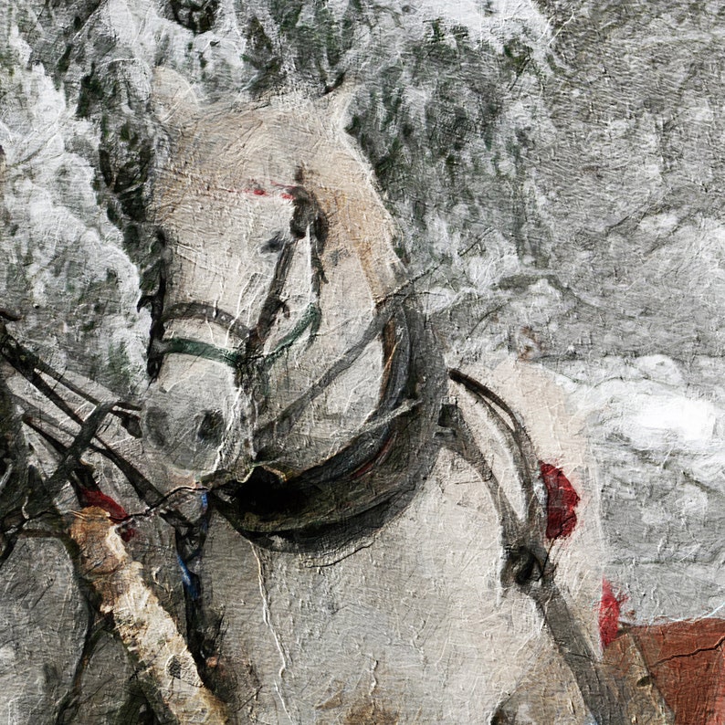 Winter Sleigh Ride Art Print | Winter Farmhouse PRINTABLE Neutral ...