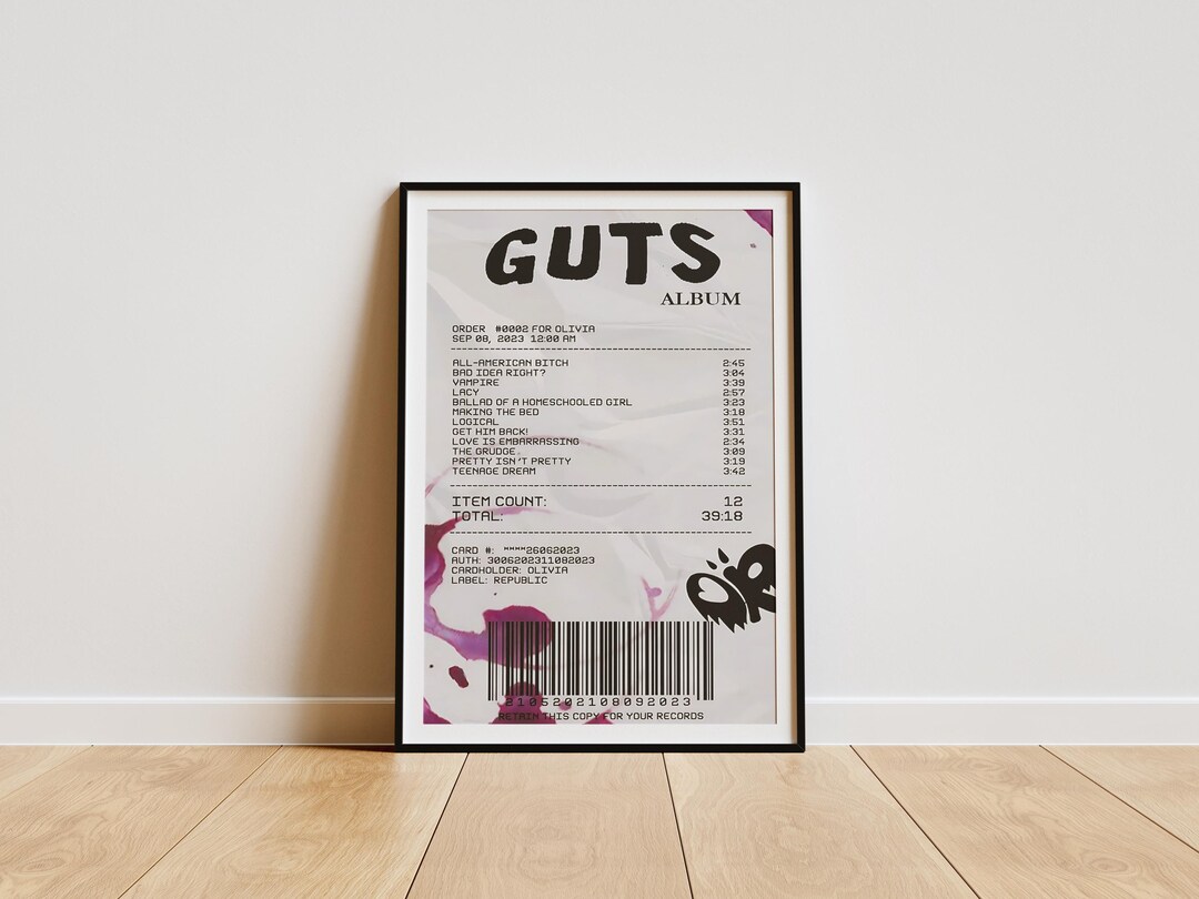 GUTS Album Poster, Olivia Rodrigo Guts Album Poster, Olivia Rodrigo ...