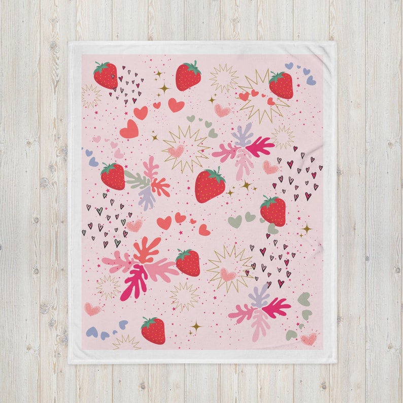 Pink Strawberry Throw Blanket - Etsy