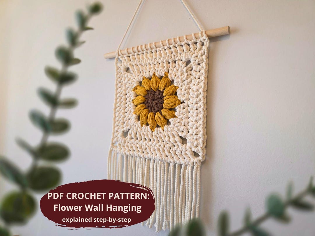 Crochet Wall Hanging Pattern | Flower Wall Art | Puff Flower Granny ...