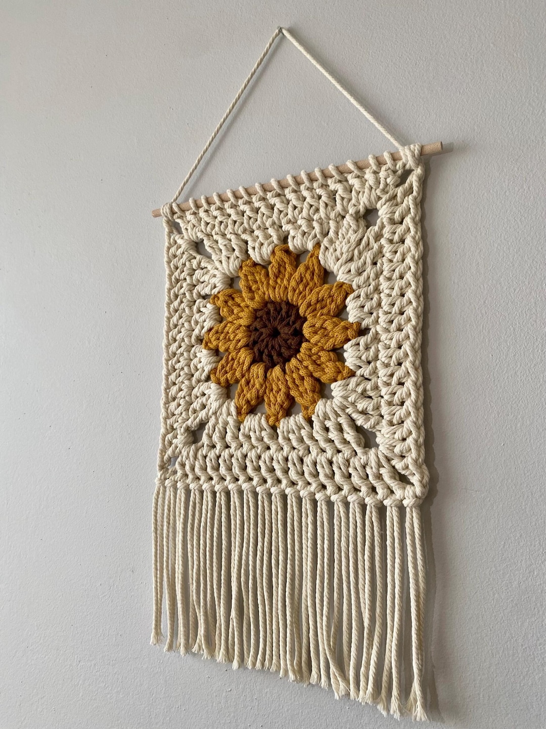 Sunflower Wall Hanging Yellow Flower Home Decor Boho Rustic Handmade ...