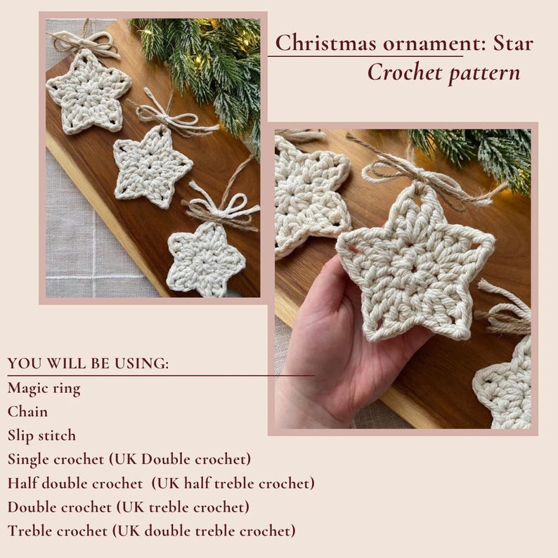 CROCHET PATTERN: Star Christmas Ornament | Instant Download PDF ...