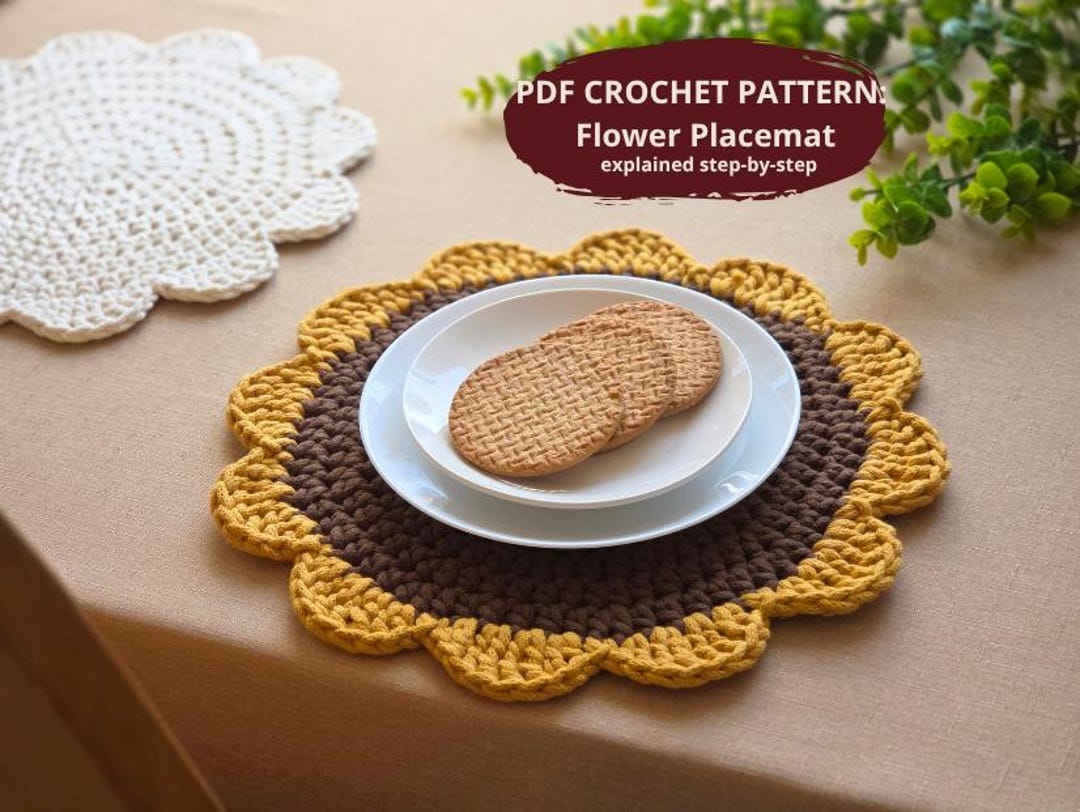 Crochet Pattern Flower Placemat Instant Download Pdf Tutorial And