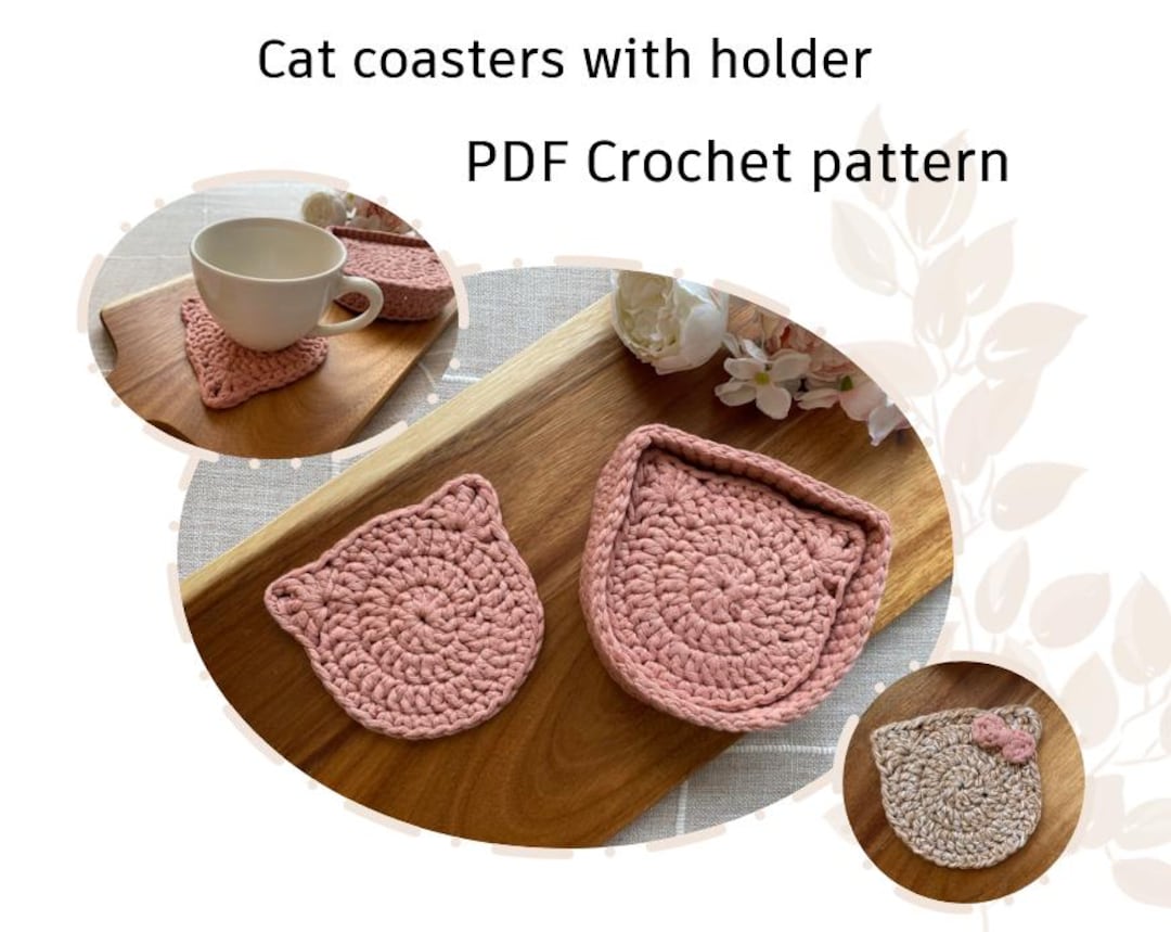 CROCHET PATTERN: Cat Coaster and Holder | Instant Download PDF | Video ...