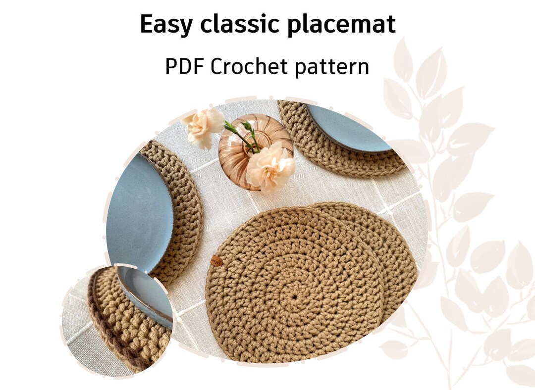 CROCHET PATTERN: Easy Classic Placemat | Round Table Mat | Adjustable ...