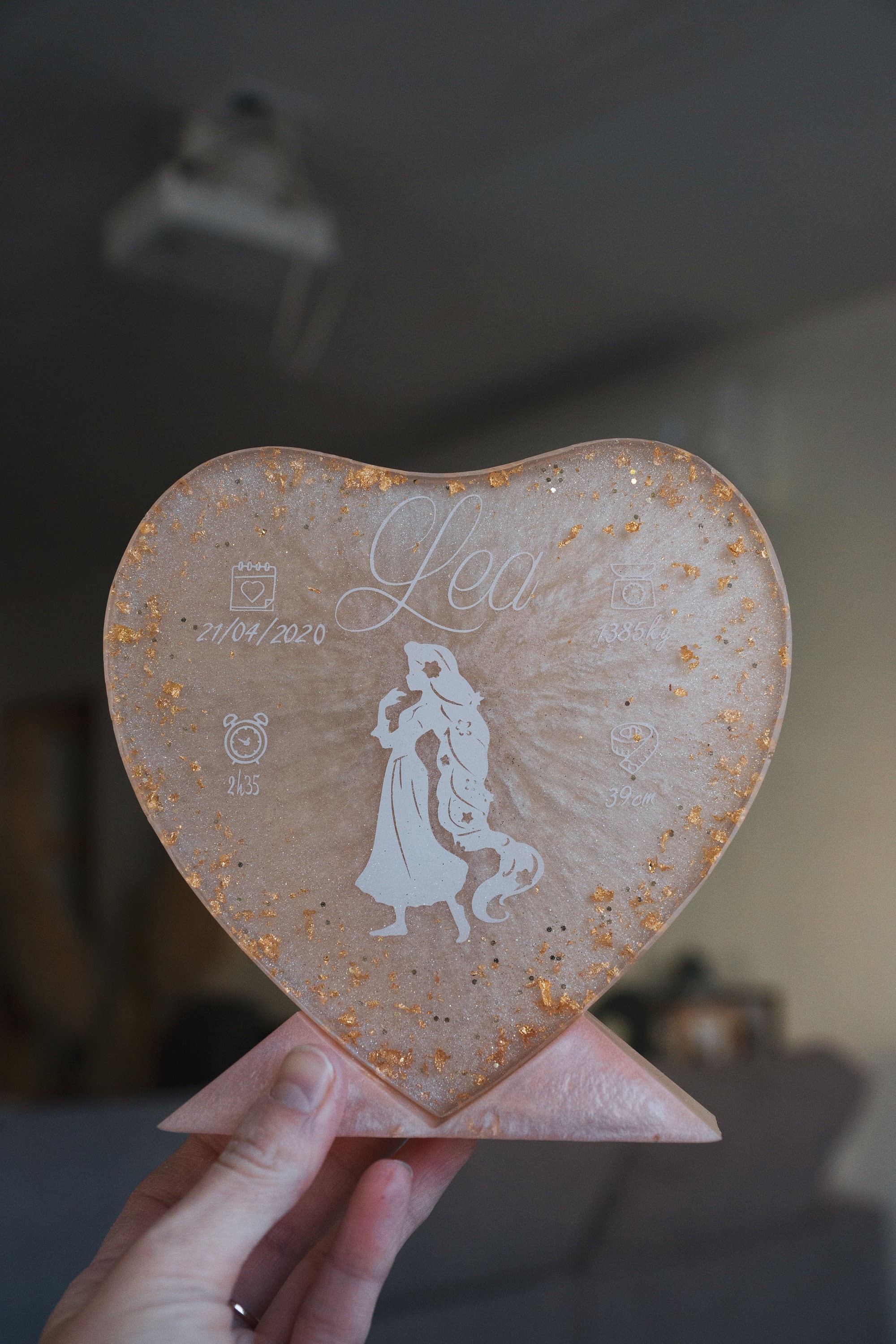 Birth Heart in Epoxy Resin, Birth Memories. Personalized Gift - Etsy