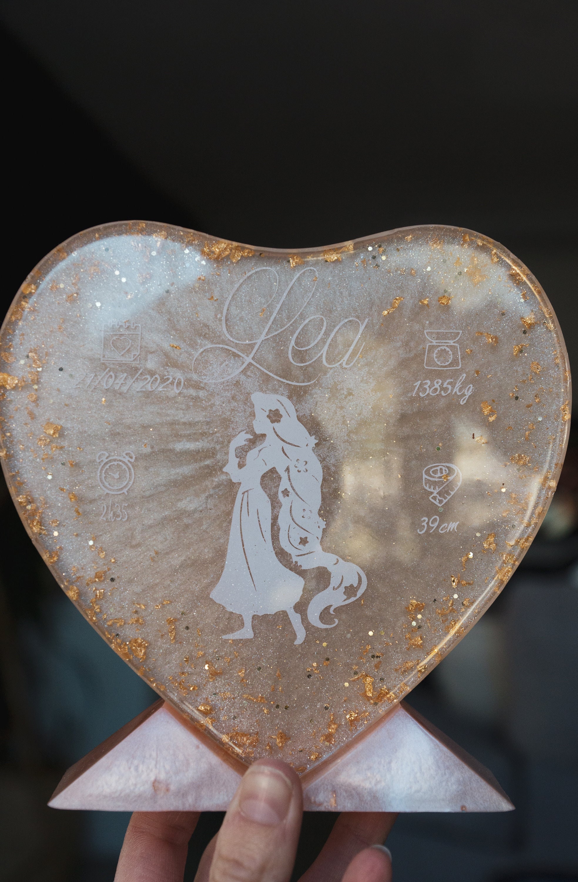 Birth Heart in Epoxy Resin, Birth Memories. Personalized Gift - Etsy