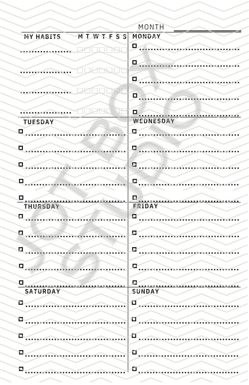 Week on 1 Page Planner Printable, Half Letter Size (digital Download ...