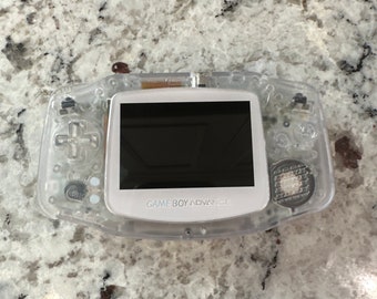 Console Nintendo Gameboy Advance Clear White With IPS V2 Backlit Screen ...