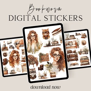 Bookworm Digital Sticker Book Goodnotes Stickers iPad Stickers for iPad ...