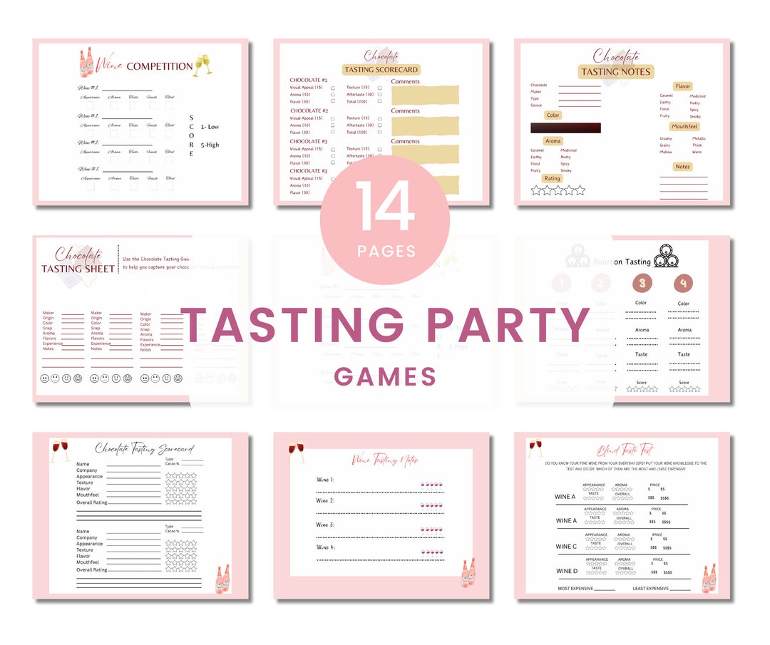 Tasting Party Games, Printable Tasting Scorecards, Wine Tasting Party ...