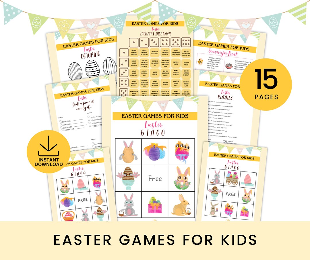 Easter Games for Kids Printable Bundle, Easter Activities, Easter Party ...