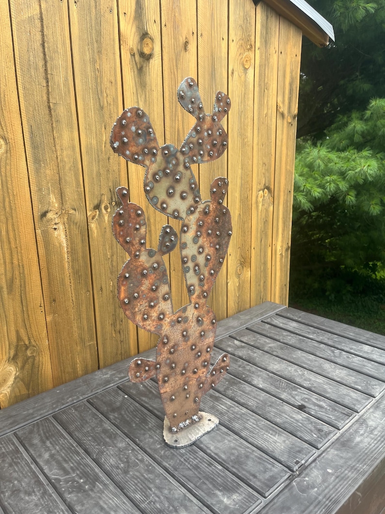 Prickly Pear Cactus Metal Art Rustic Patina - Etsy