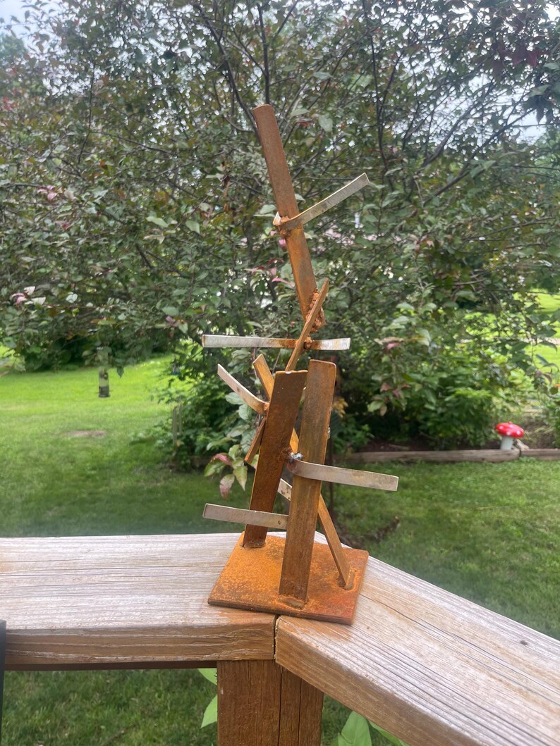 Rustic Abstract Steel Outdoor Sculpture Modern Yard Art Garden Decor - Etsy