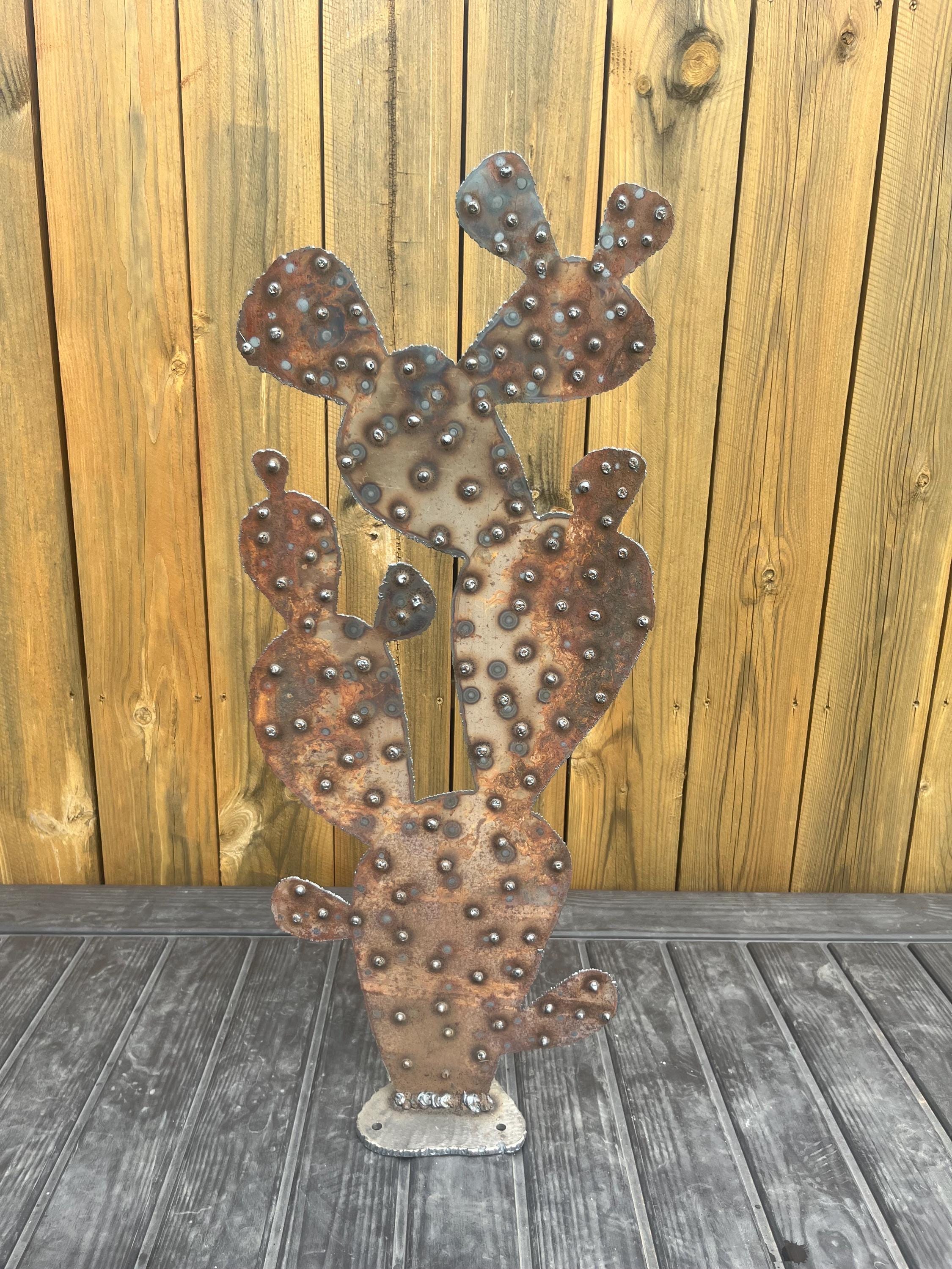Prickly Pear Cactus Metal Art Rustic Patina - Etsy